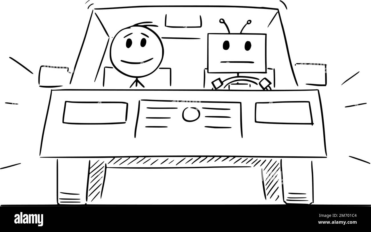 Robot or Artificial Intelligence as Driver in Car, Autonomous Driving ...