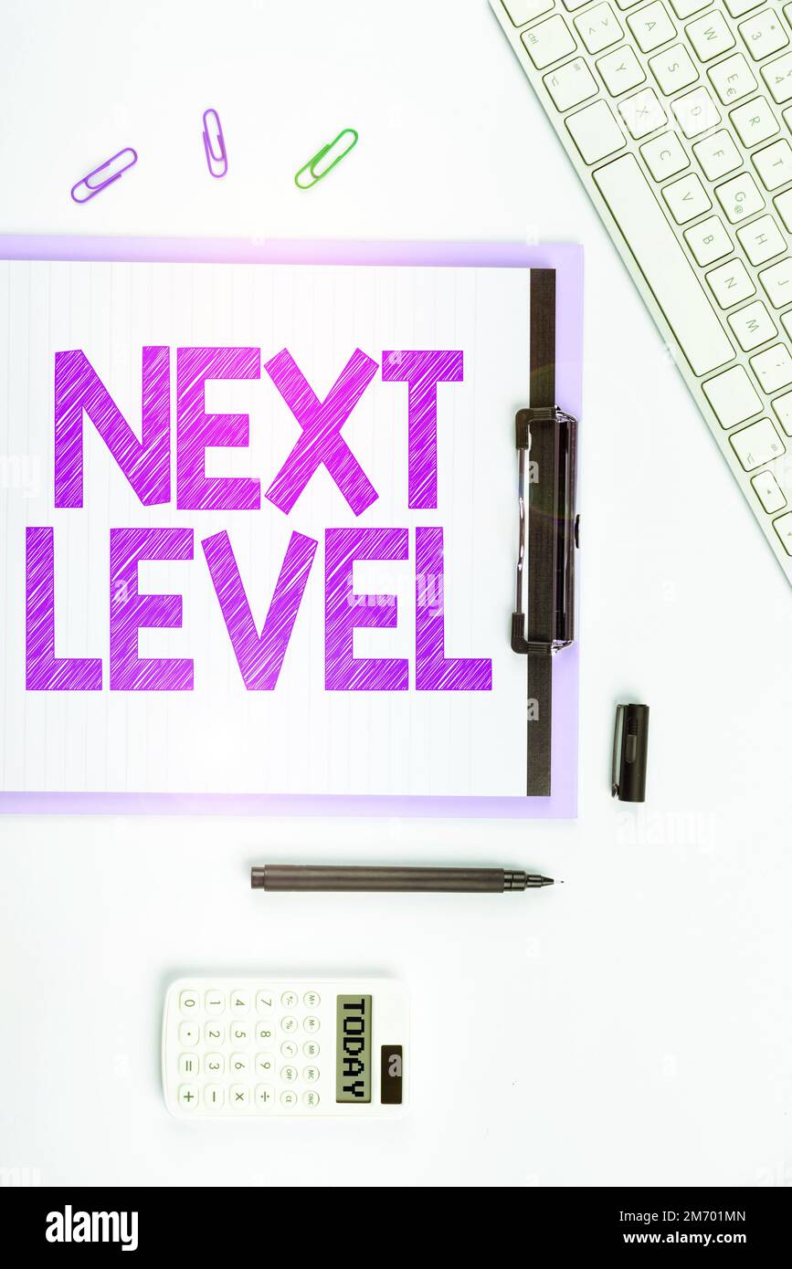 Text showing inspiration Next Level. Internet Concept having more than ...