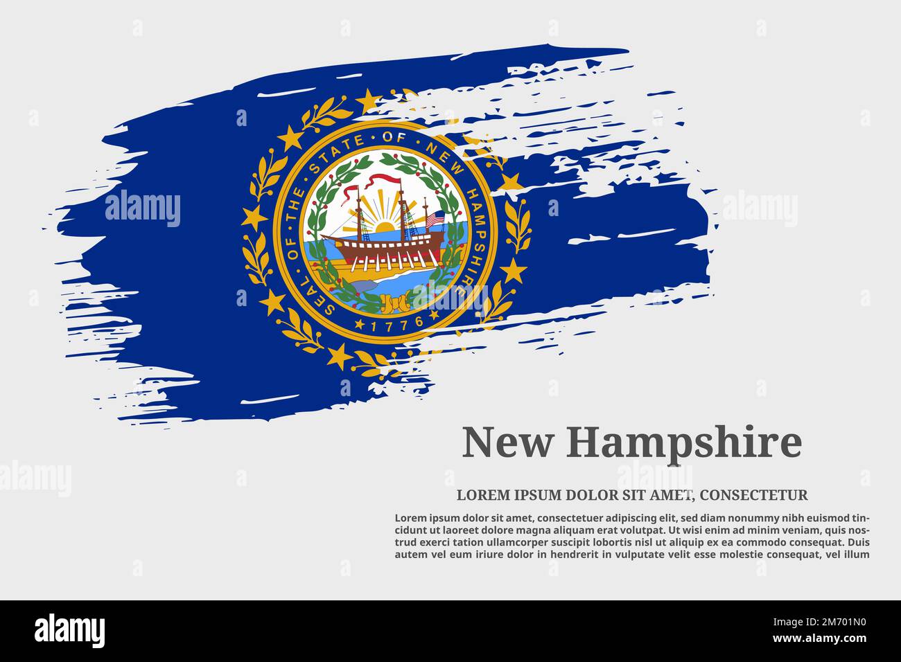 New Hampshire US flag grunge brush and text poster, vector Stock Vector ...