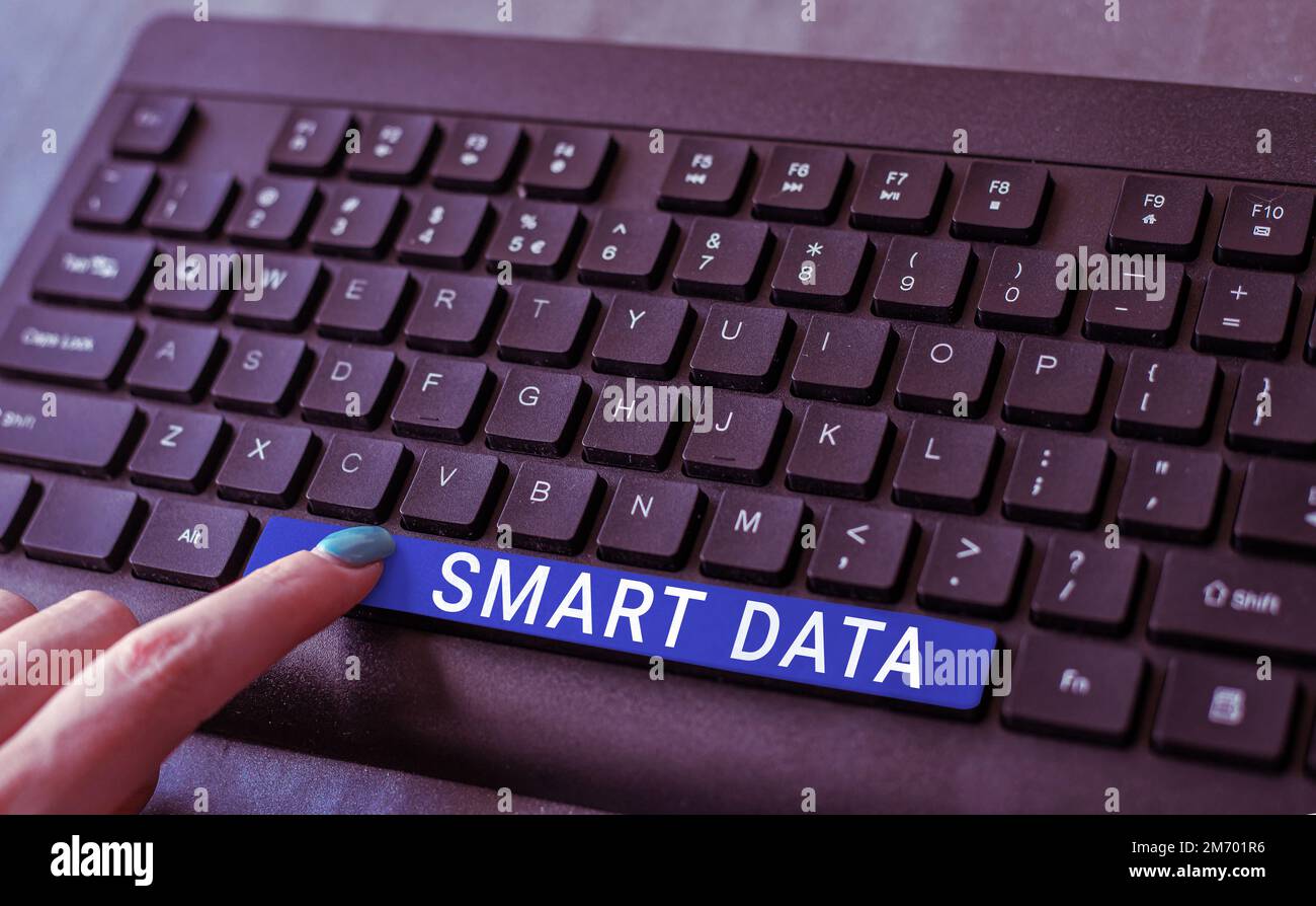 Hand writing sign Smart Data. Concept meaning digital information that ...