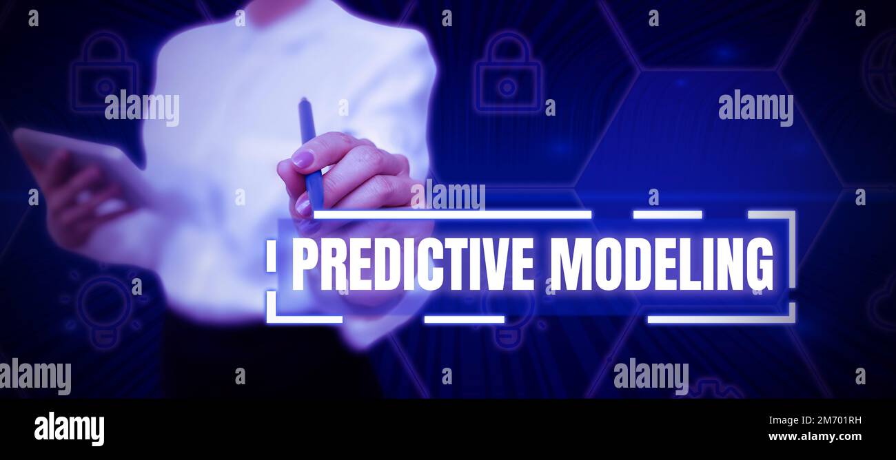 Hand writing sign Predictive Modeling. Word Written on maintenance strategy driven by predictive ...