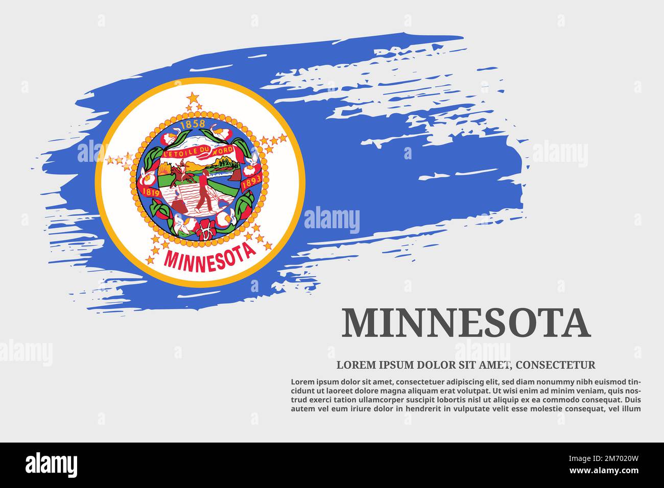 Minnesota US flag grunge brush and text poster, vector Stock Vector ...