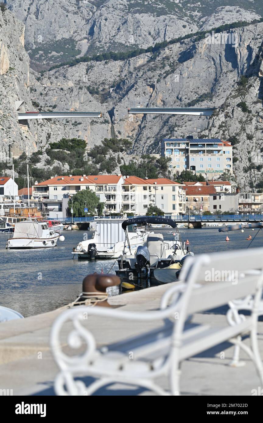 Omis bridge construction site is seen in Omis, Croatia on Januar 6 ...