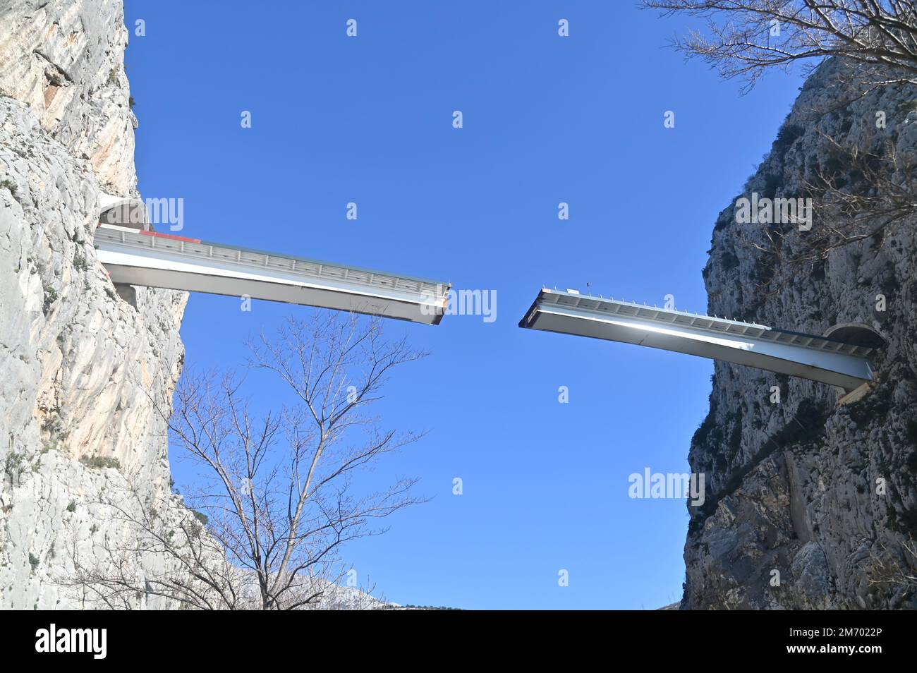 Omis bridge construction site is seen in Omis, Croatia on Januar 6 ...