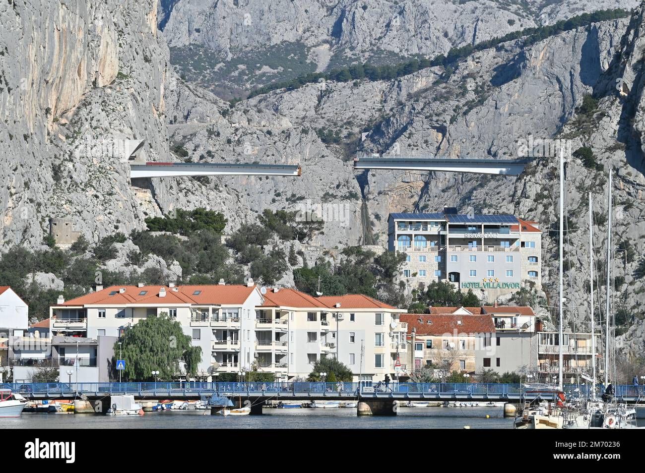 Omis bridge construction site is seen in Omis, Croatia on Januar 6 ...