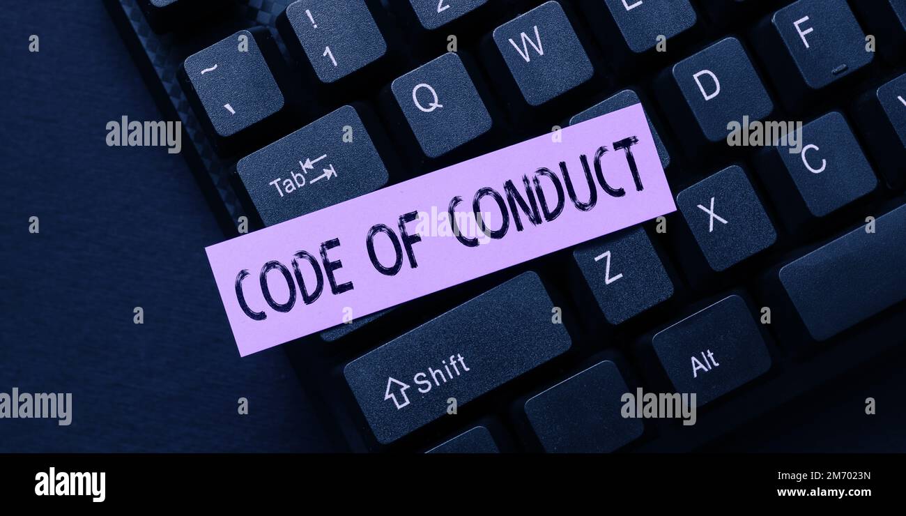 Text caption presenting Code Of Conduct. Internet Concept Ethics rules ...