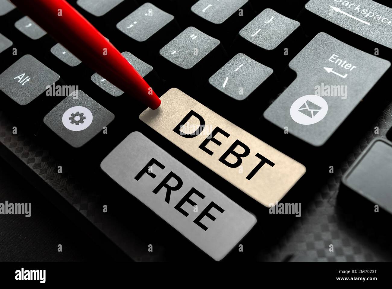 Text caption presenting Debt Free. Concept meaning Financial freedom ...