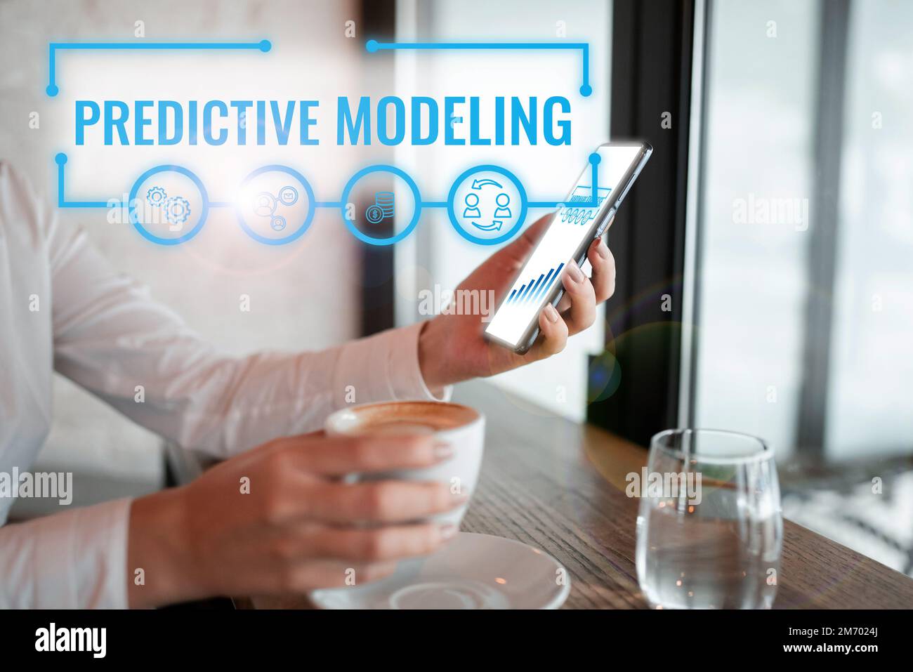 Sign displaying Predictive Modeling. Business showcase maintenance strategy driven by predictive ...