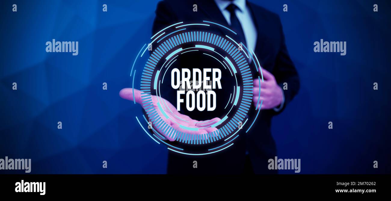 Hand writing sign Order Food. Internet Concept the process of ...