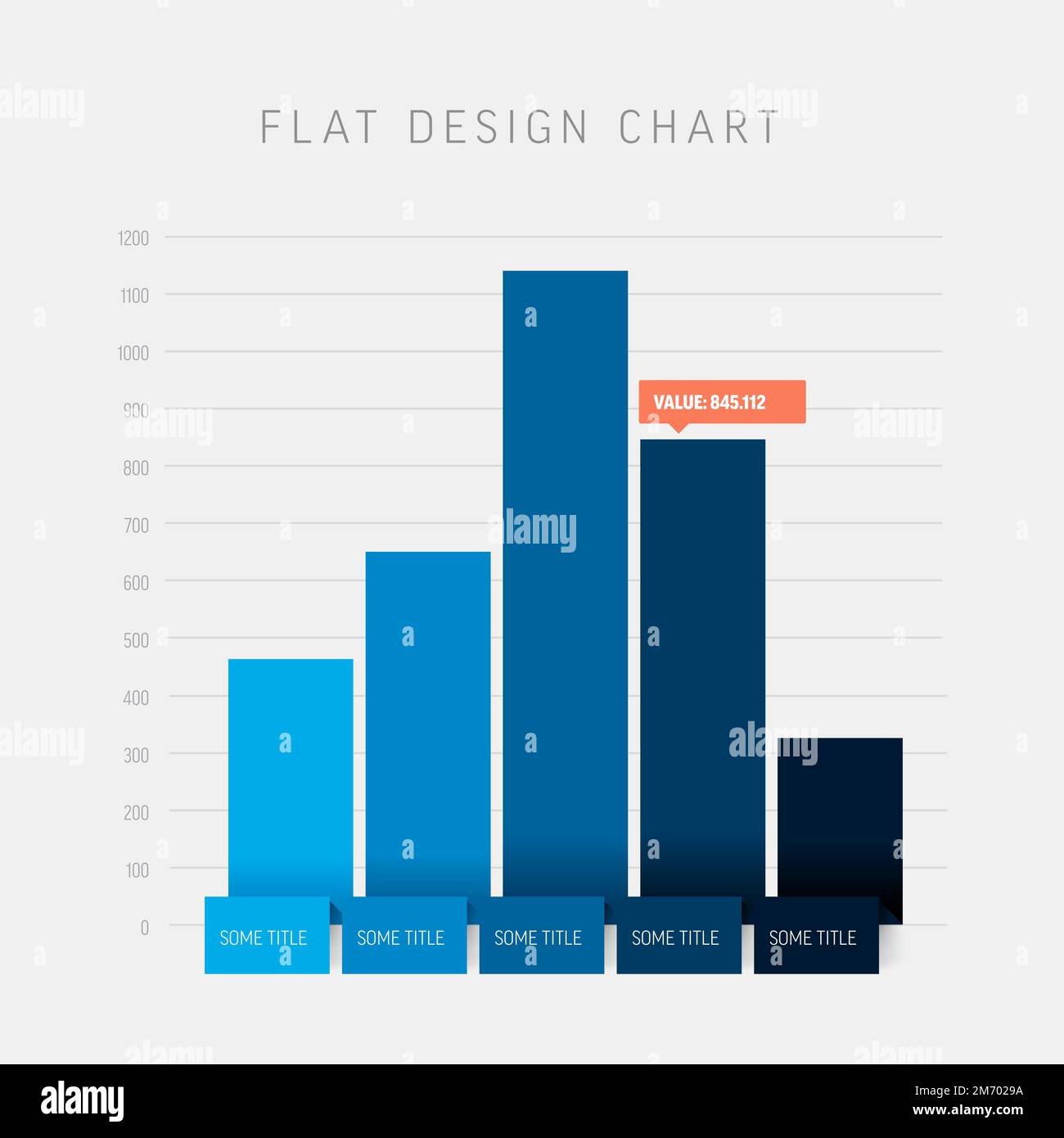 Vector flat design statistics vertical blue columns graph infographic ...
