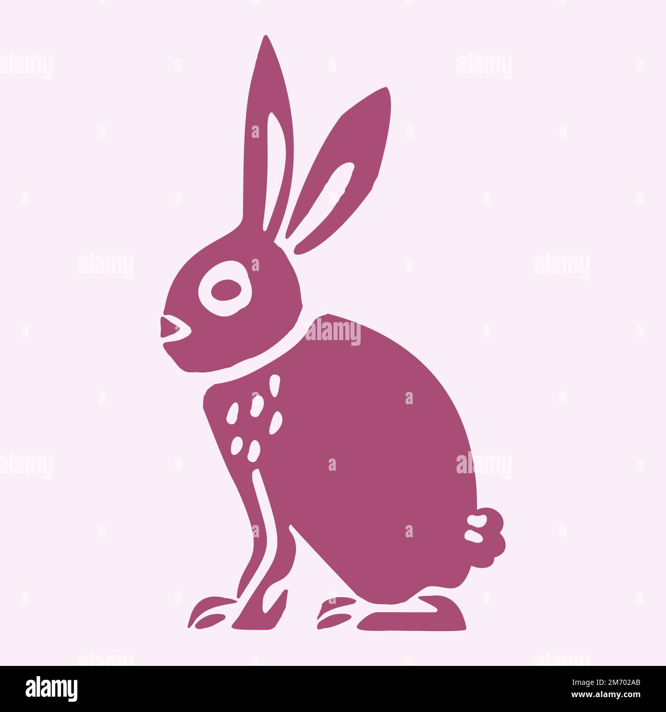 2023 year of the rabbit easter bunny vector doodle. Viva magenta cute ...