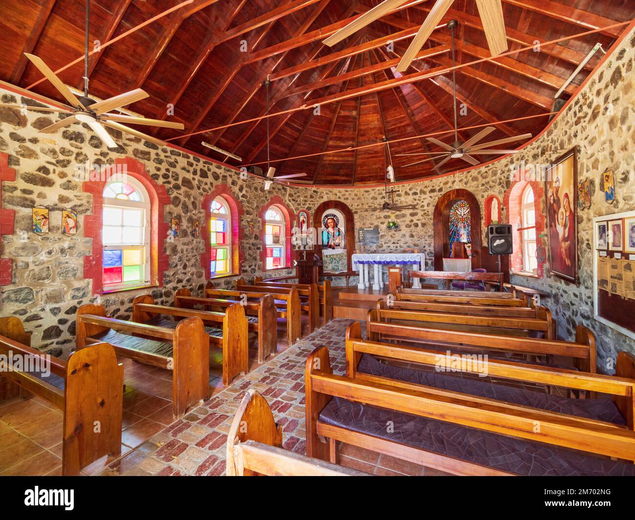 Mayreau, Grenadines, Caribbean island. The Catholic Church. Interior ...