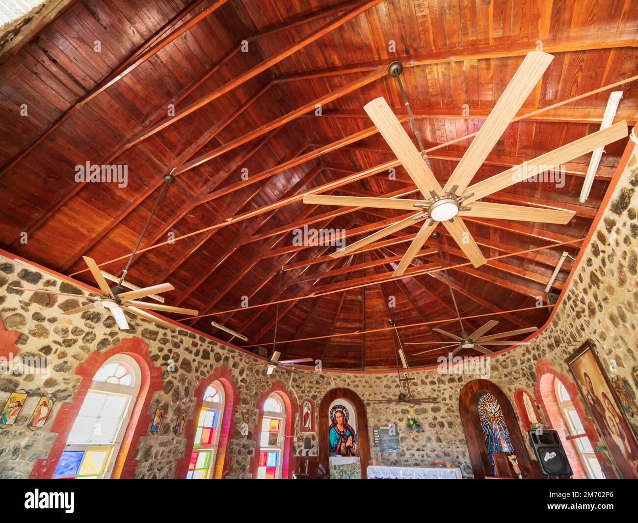 Mayreau, Grenadines, Caribbean island. The Catholic Church. Interior ...