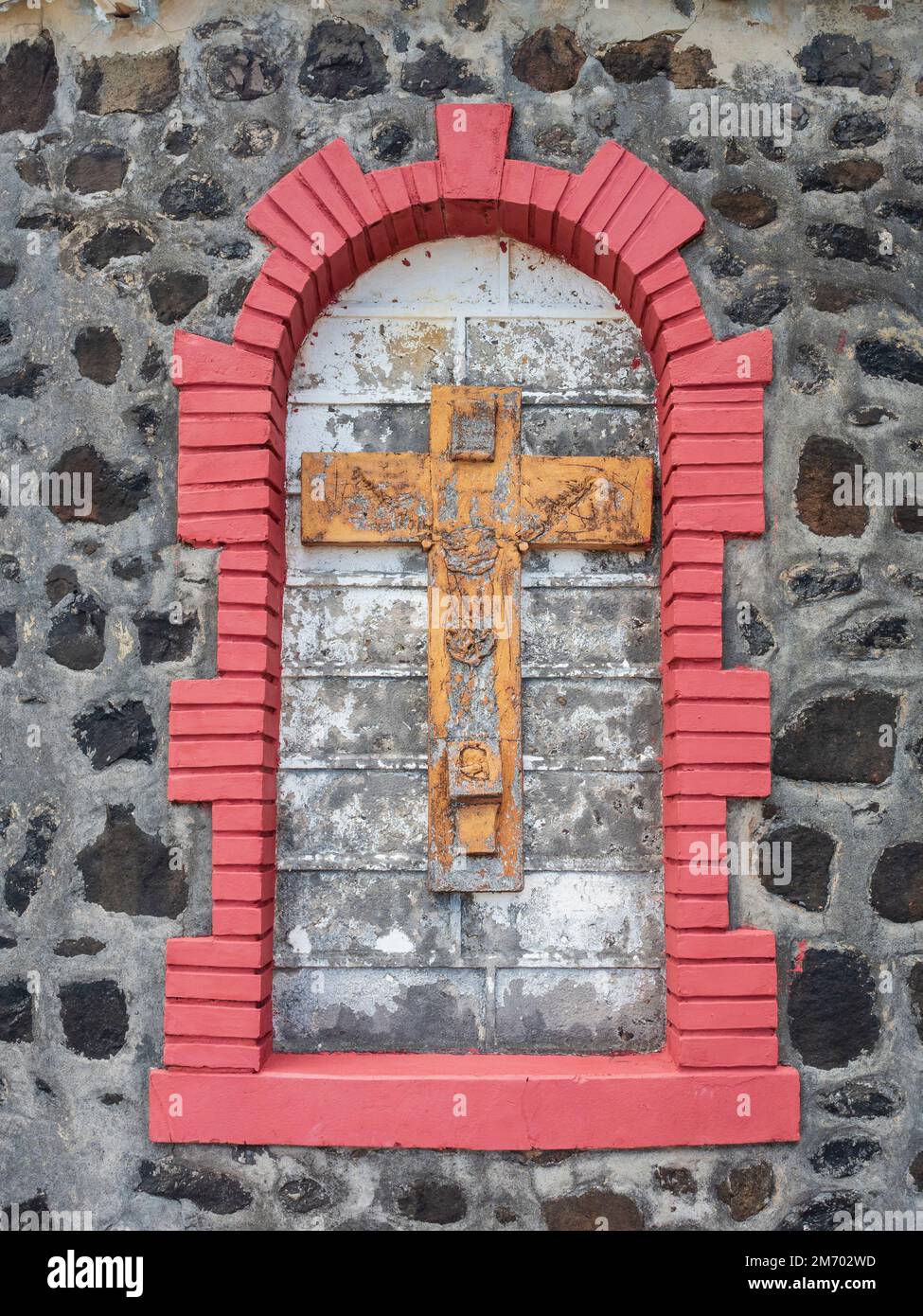 Mayreau, Grenadines, Caribbean island. The Catholic Church. Cross Stock ...