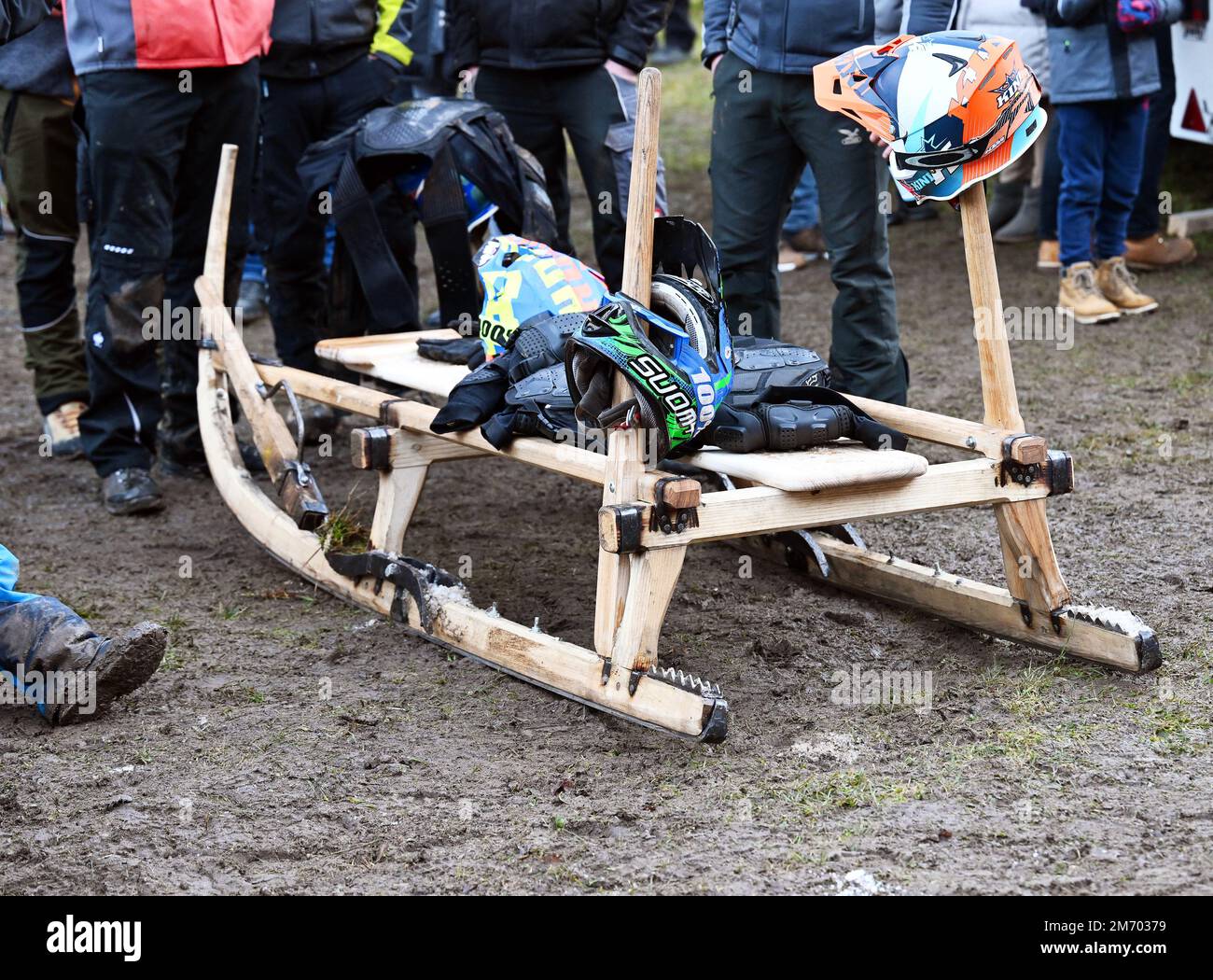 Garmisch Partenkirchen, Germany. 06th Jan, 2023. A sled stands in the ...