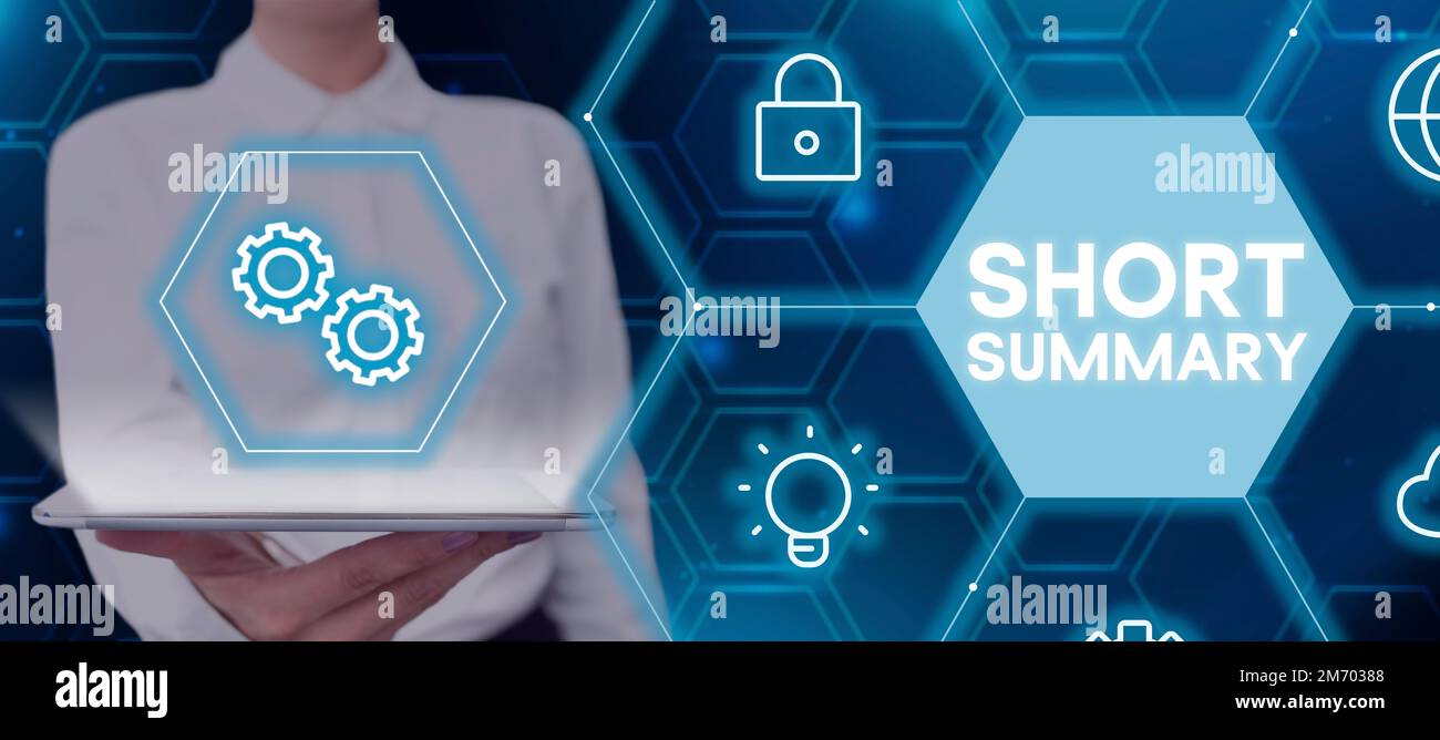 Writing displaying text Short Summary. Business approach Brief statement of main points clear ...