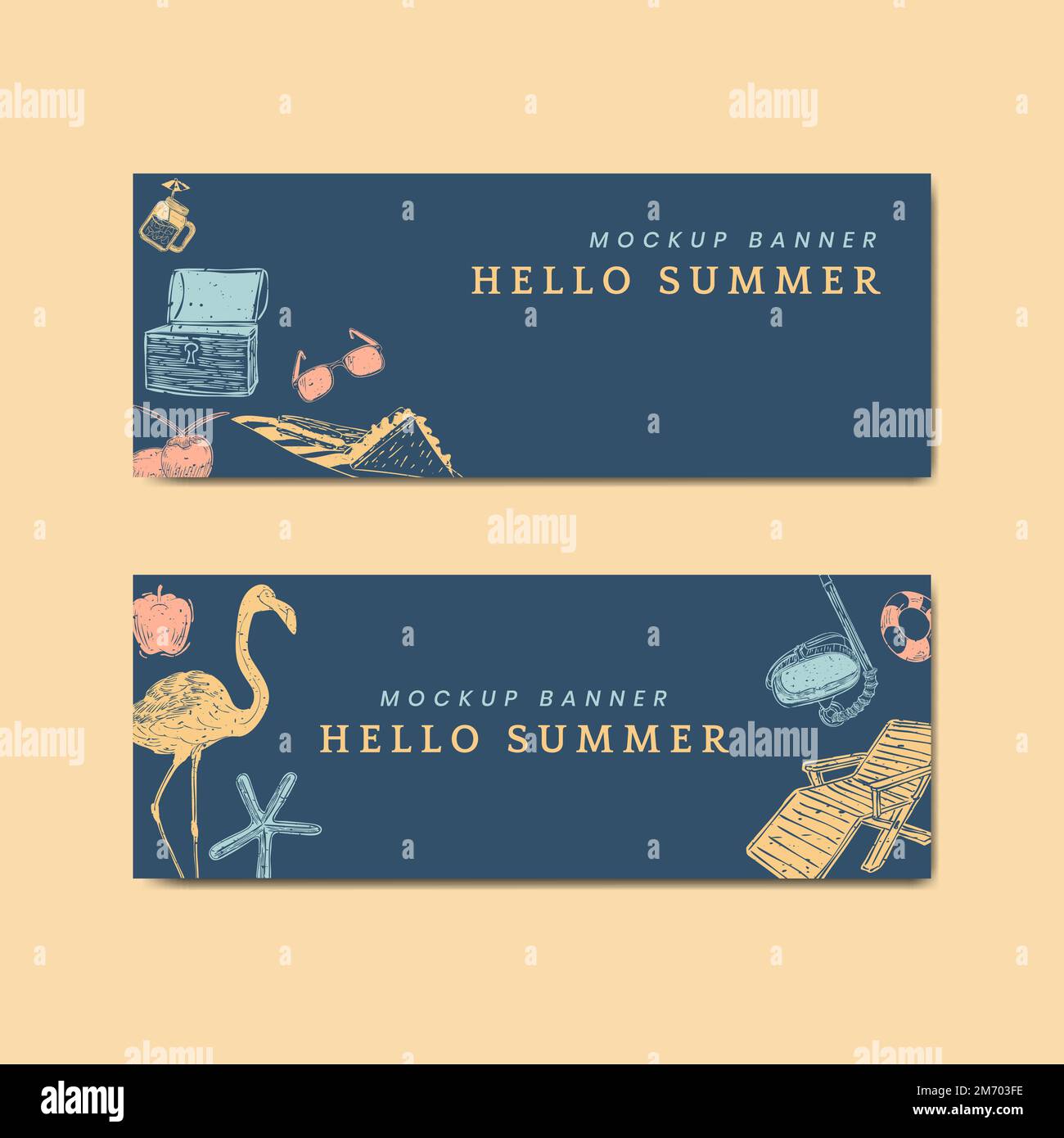 Hello summer mockup banners vector set Stock Vector Image & Art - Alamy