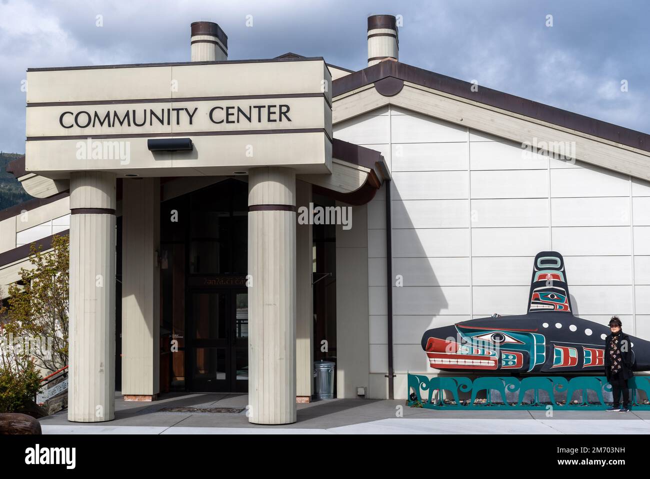 The entrance and facade of Jamestown S'Klallam Tribe community center ...