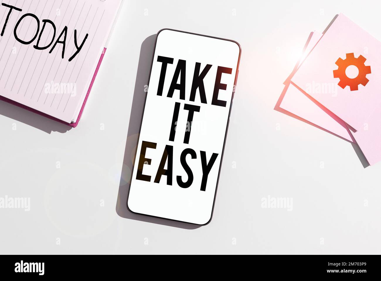 Writing displaying text Take It Easy. Conceptual photo Be relaxed do ...