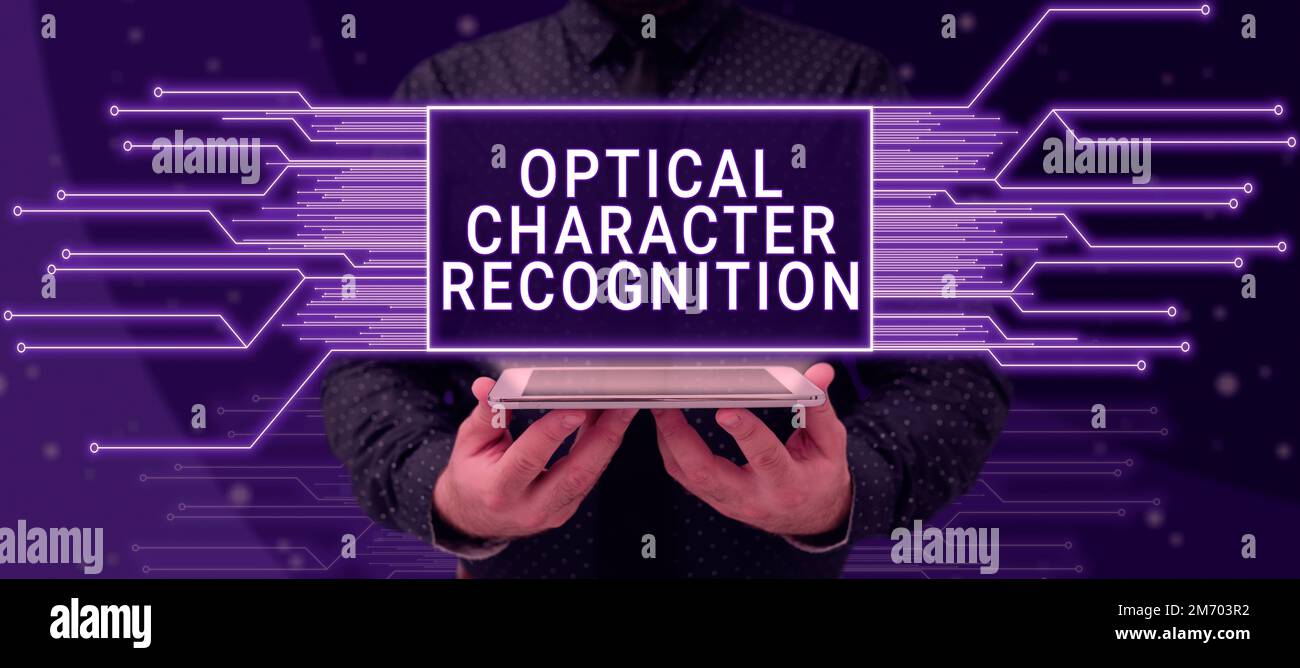 Hand writing sign Optical Character Recognition. Business approach the ...