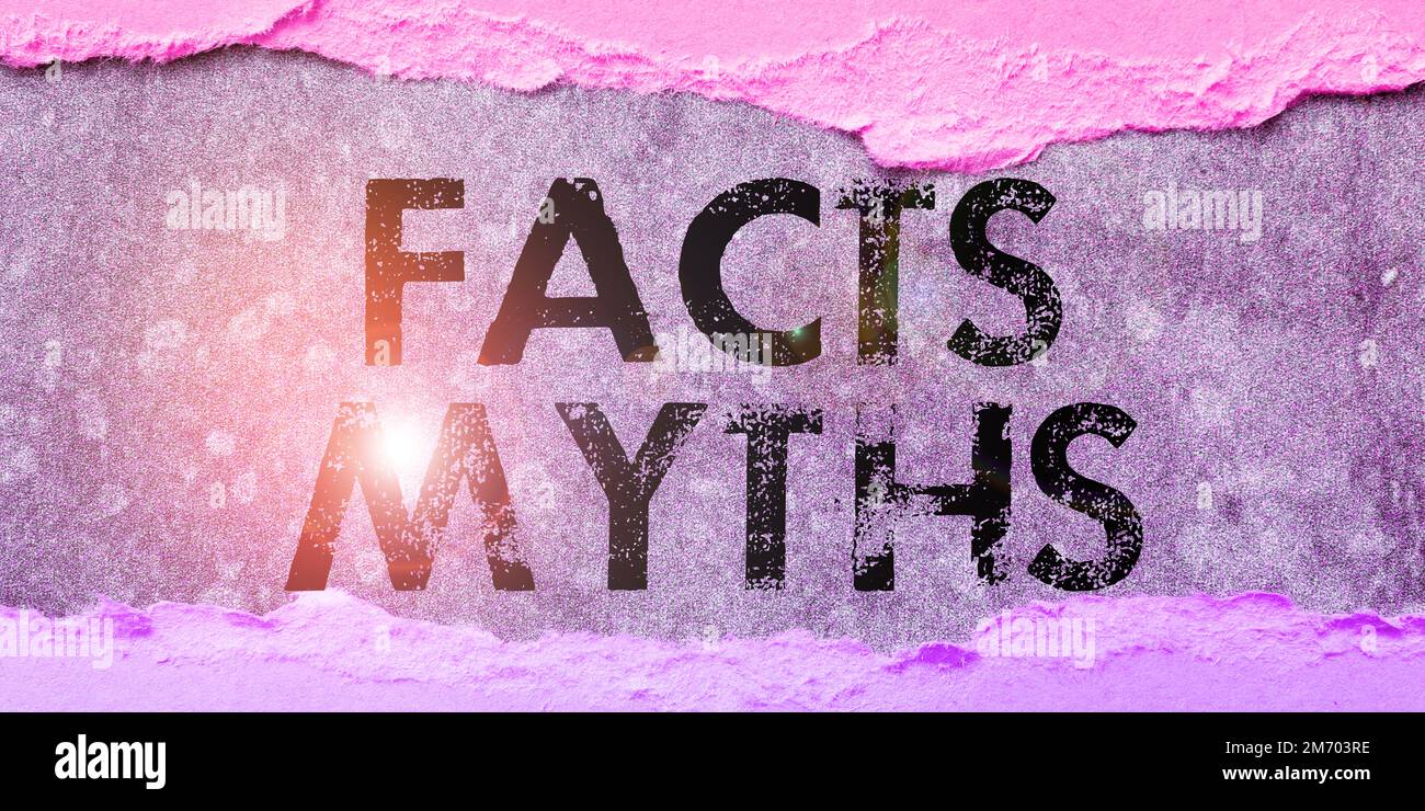 Text sign showing Facts Myths. Business concept work based on ...