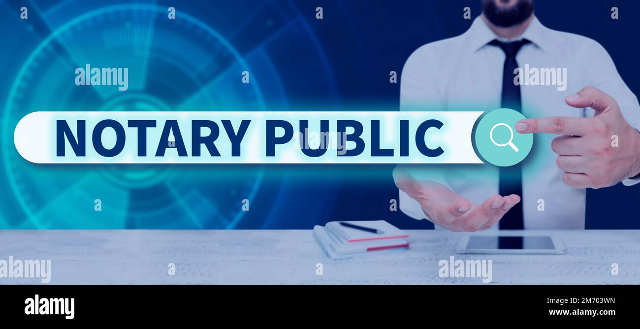 Writing displaying text Notary Public. Business showcase Legality ...