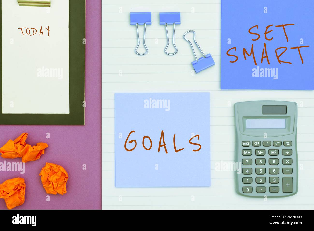 Hand writing sign Set Smart Goals. Word Written on Establish achievable ...