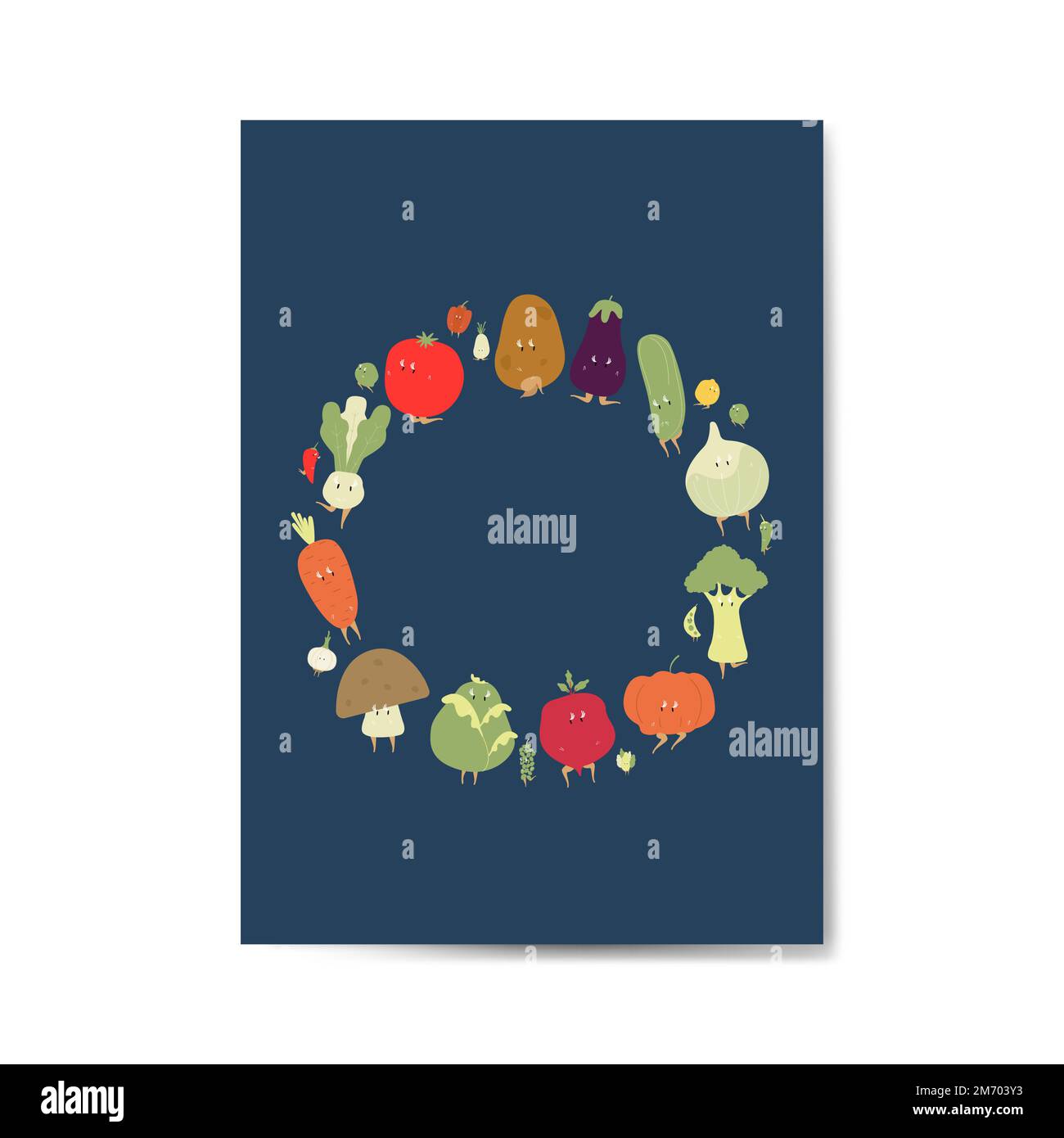 Vegetable cartoons frame on greeting card vector Stock Vector Image ...