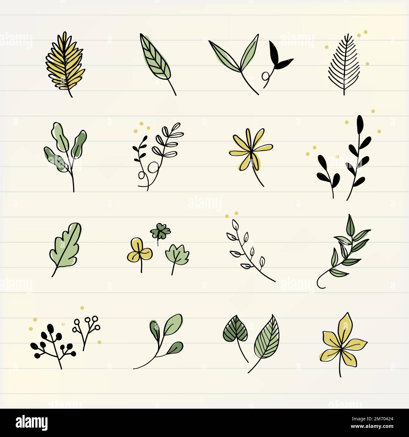 Various leaves doodle collection vector Stock Vector Image & Art - Alamy
