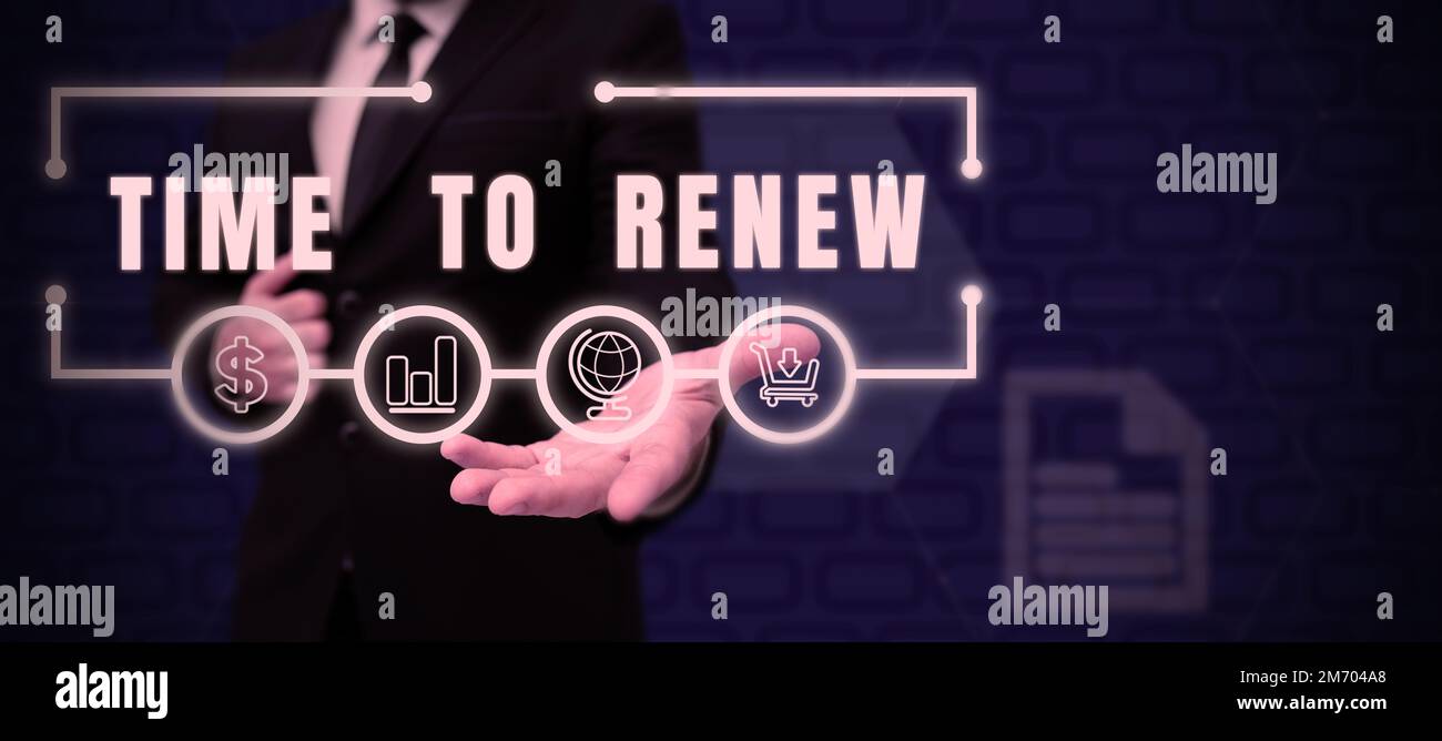 Writing displaying text Time To Renew. Business concept Continue the ...