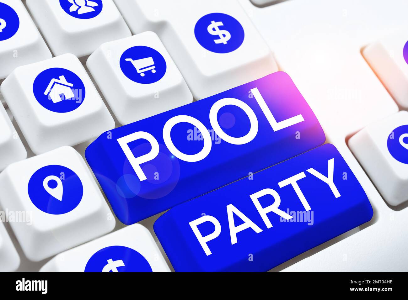 Hand writing sign Pool Party. Word for celebration that includes ...