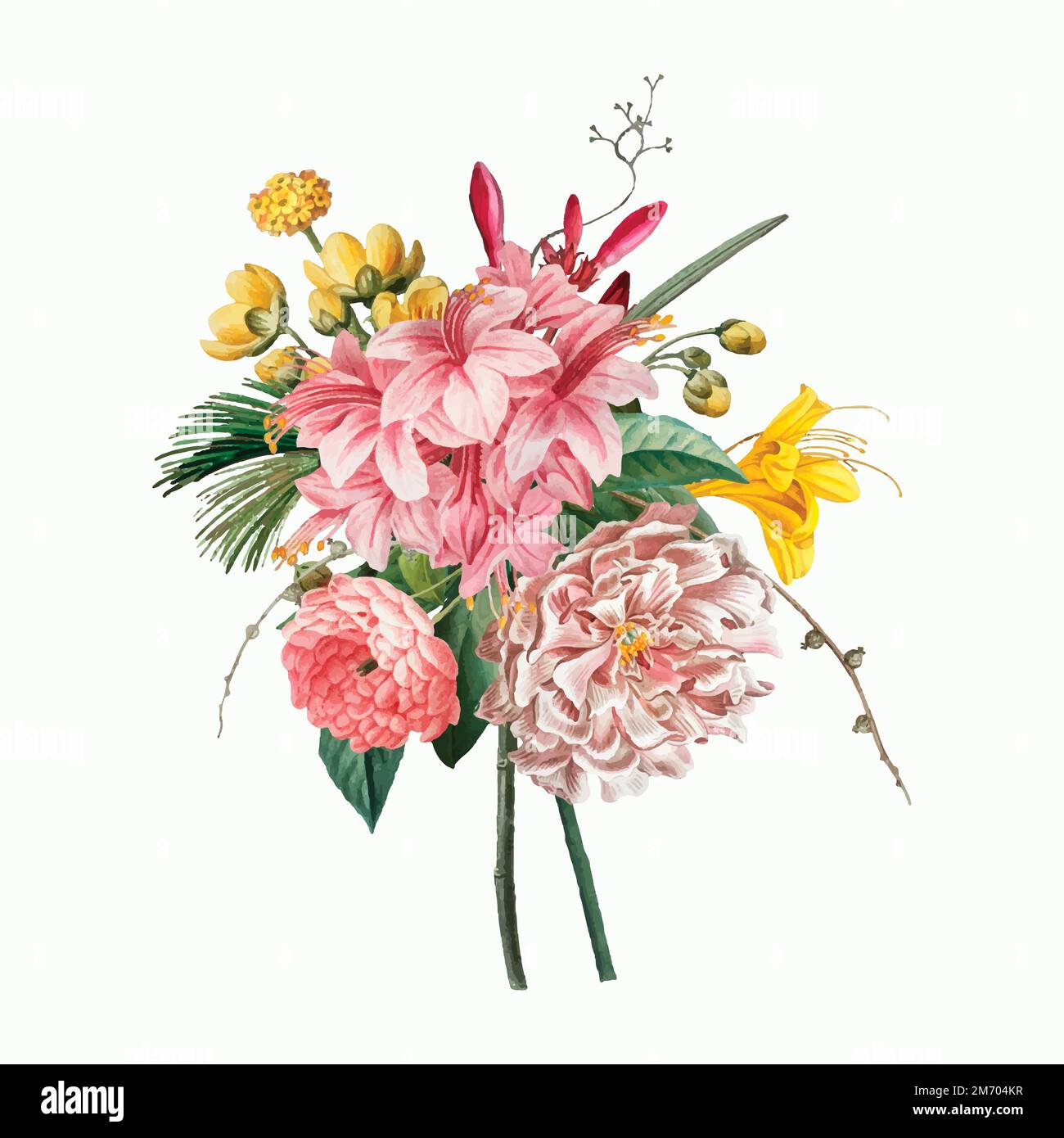 Colorful blooming vintage flowers vector Stock Vector Image & Art - Alamy