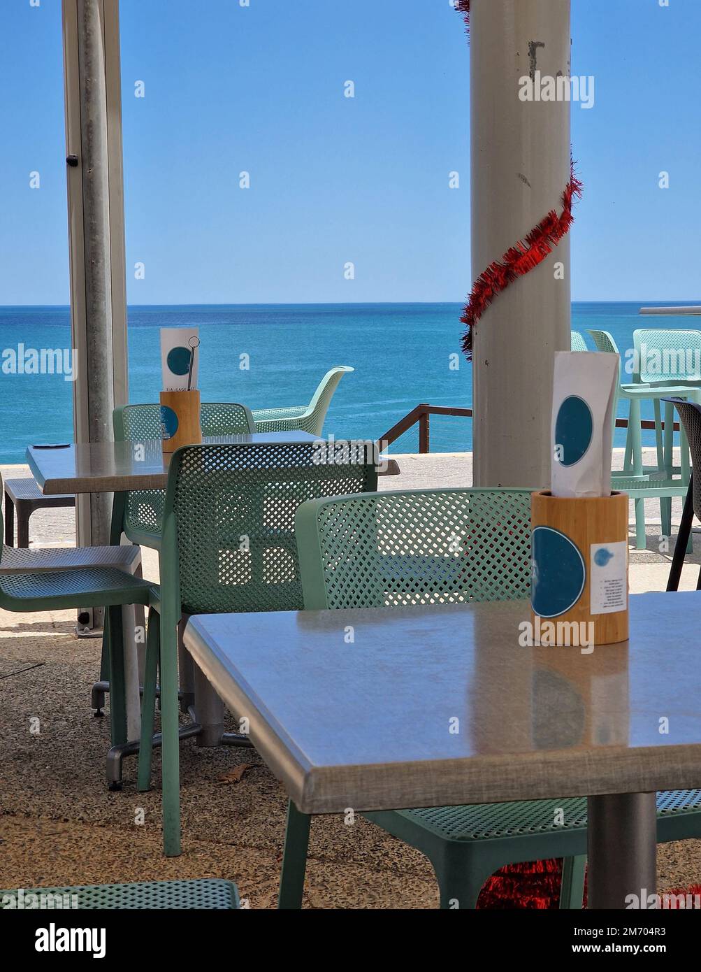 Beach café small restaurant seen on the beach in West Australia Stock ...