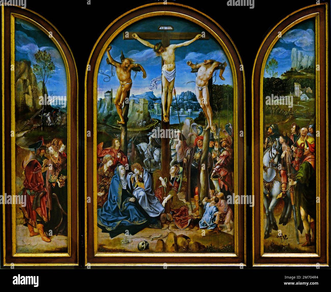 The Crucifixion 1520-1527 , Cornelis Engebrechtsz 1462 - 1527 and Werkstatt Triptych Dutch The ...