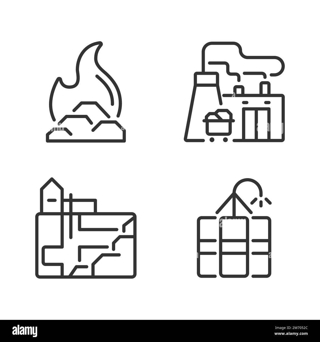 Coal processing pixel perfect linear icons set Stock Vector Image & Art ...