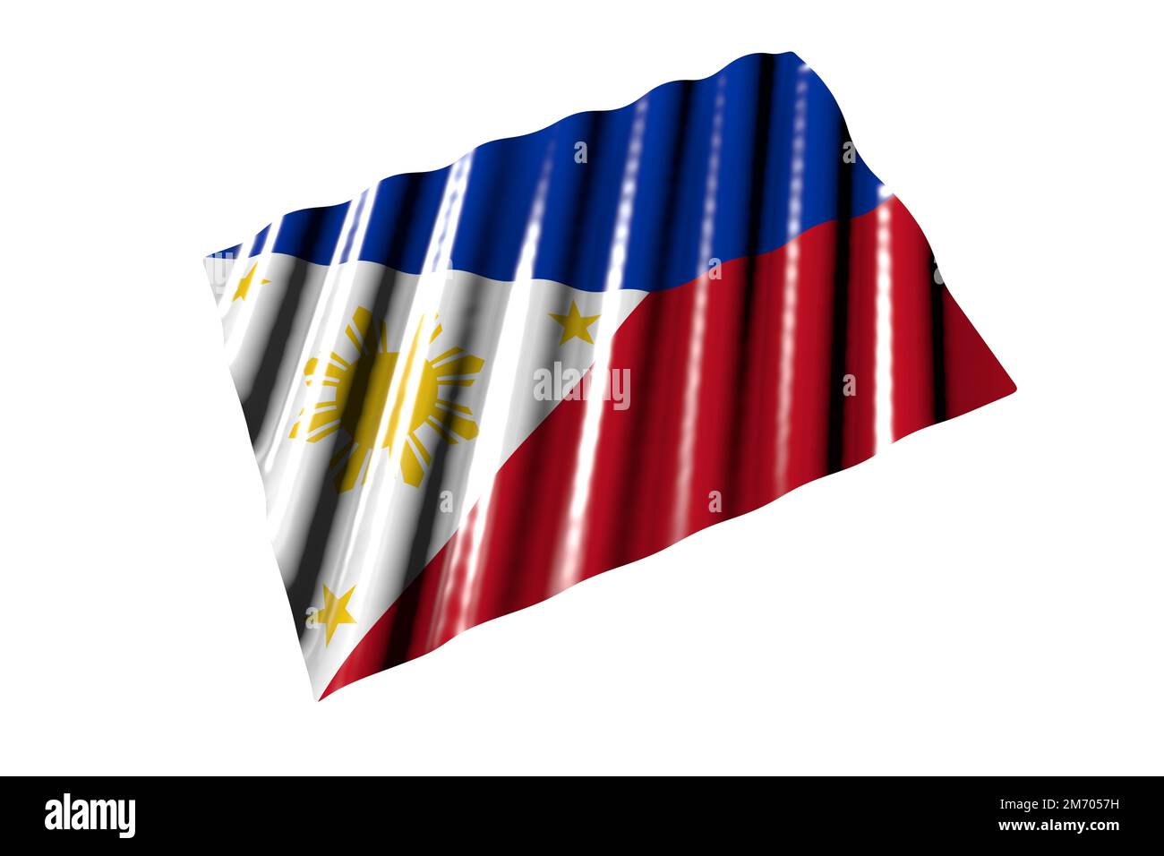 wonderful shiny flag of Philippines with large folds lying isolated on ...
