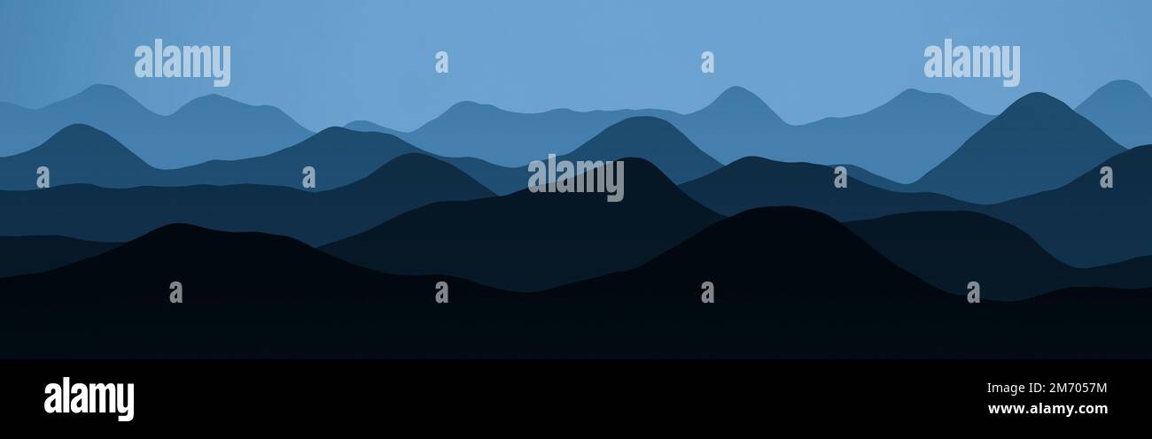 design blue hills nature landscape - panoramic picture computer art ...