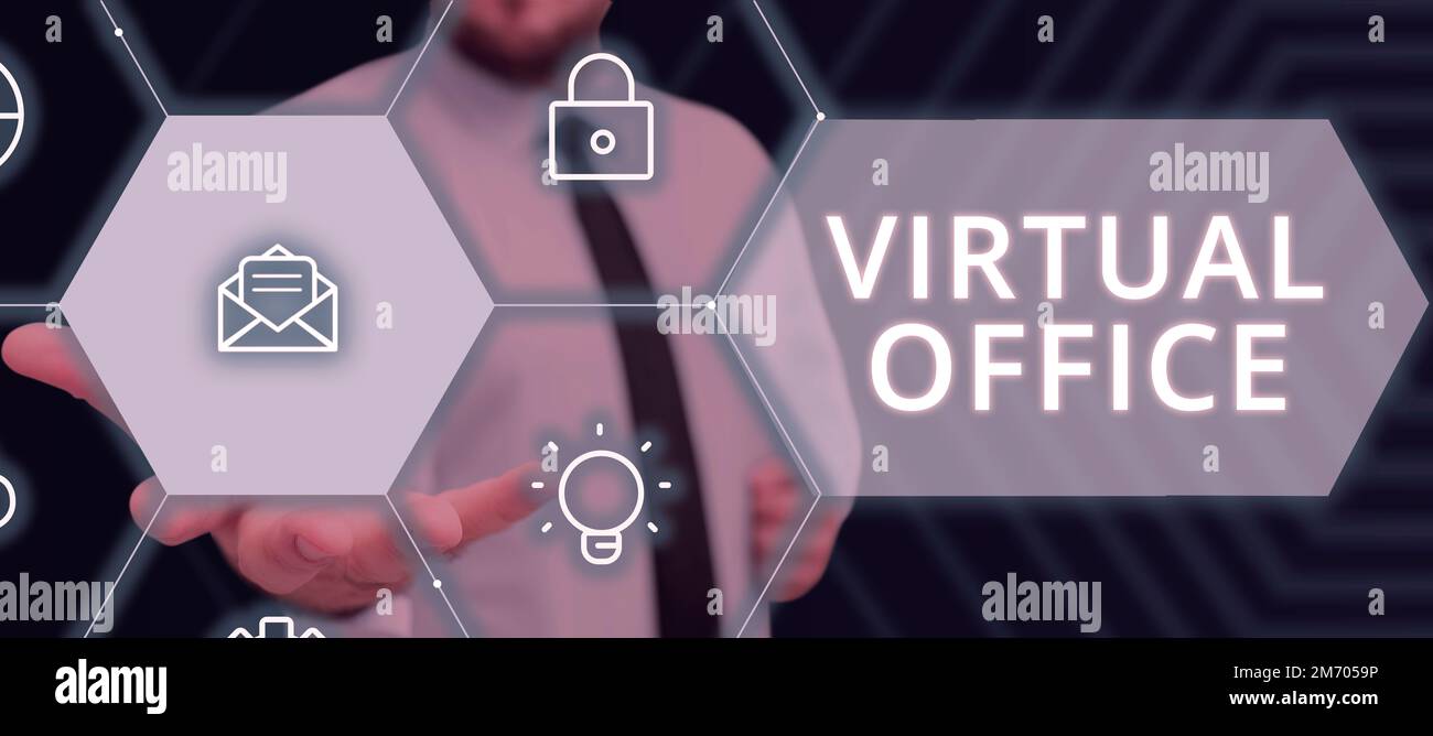 Text caption presenting Virtual Office. Word for Mobile work ...