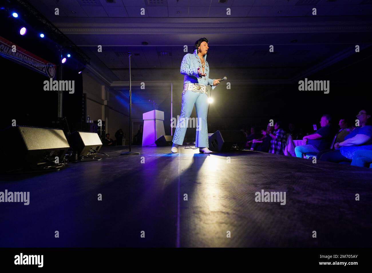 Elvis tribute artist Brad Dashwood performs at the European Elvis ...