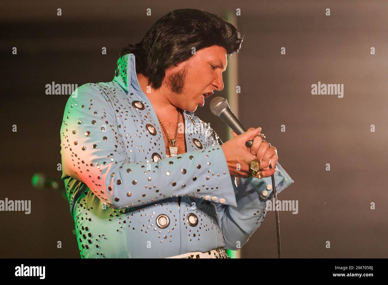 Elvis tribute artist Brad Dashwood performs at the European Elvis ...