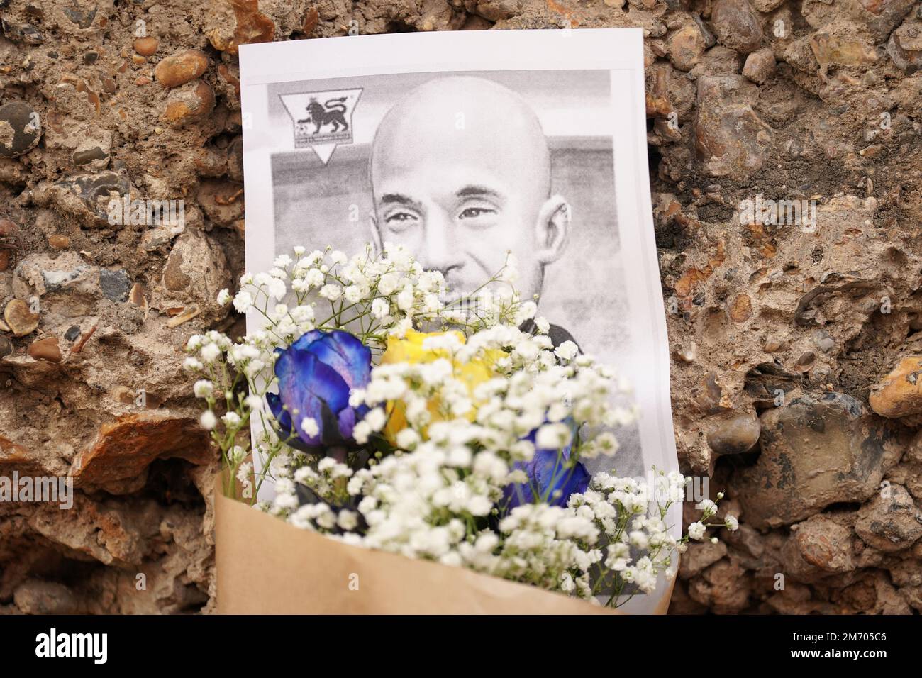 Flowers and tributes by pictures of Gianluca Vialli on the Chelsea's ...
