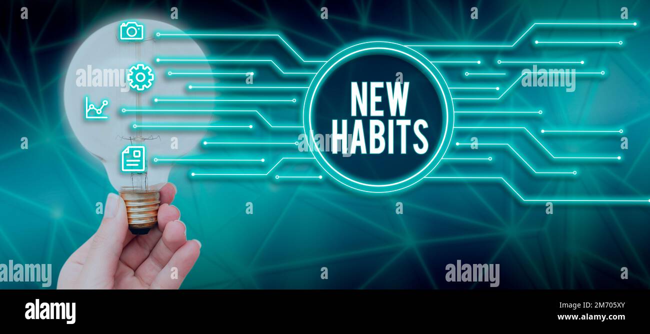 Text sign showing New Habits. Business concept change the routine of ...