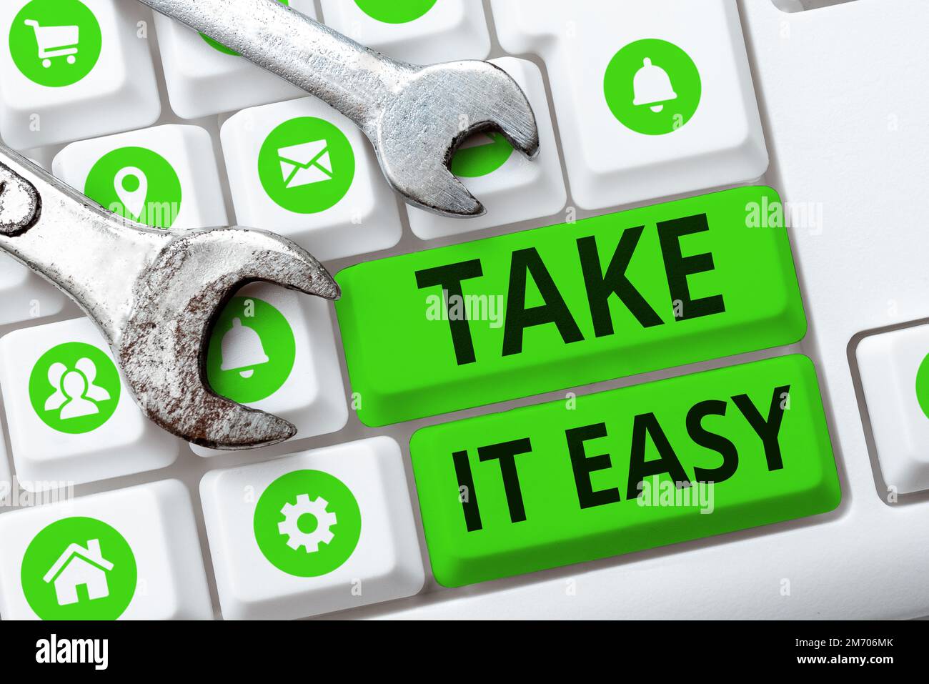 Handwriting text Take It Easy. Word for Be relaxed do not worry about ...