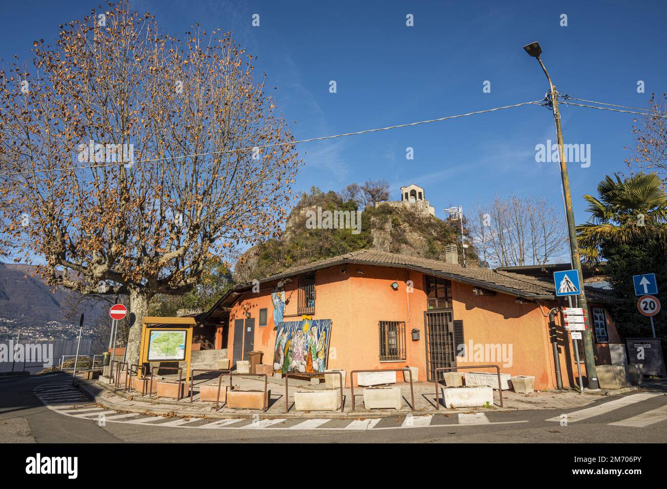 Castelveccana, Italy- 12-27-2022: Beautiful building with a church in ...