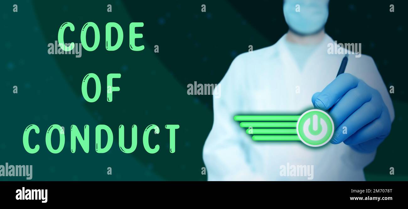 Sign displaying Code Of Conduct. Business showcase Ethics rules moral ...