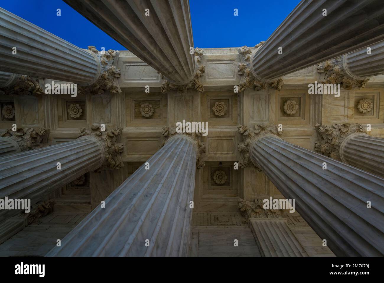 Portico at the Supreme Court Building, seat of federal judiciary, also ...