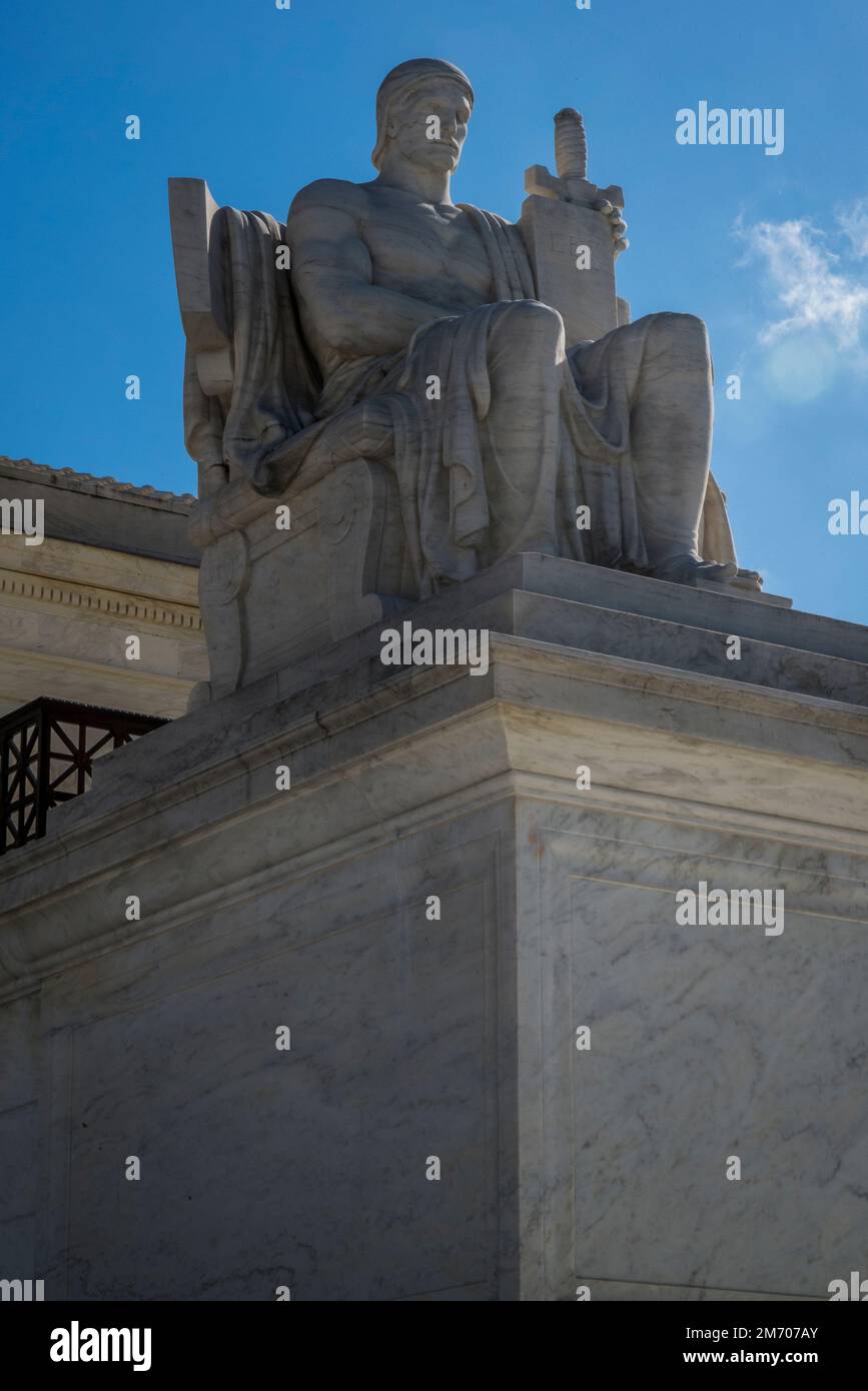 Statue at the Supreme Court Building, seat of federal judiciary, also ...