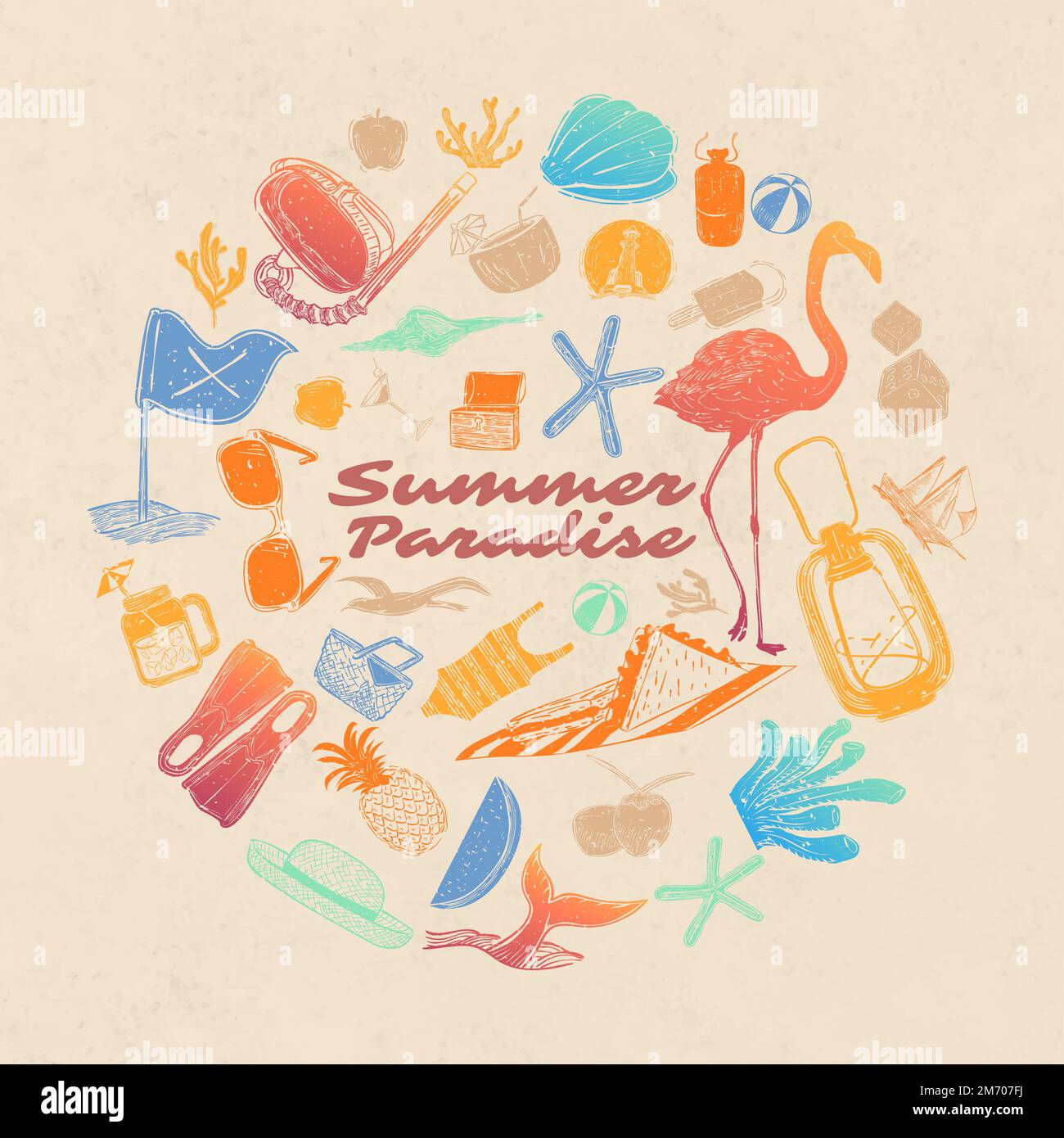 Summer themed round badge vector Stock Vector Image & Art - Alamy