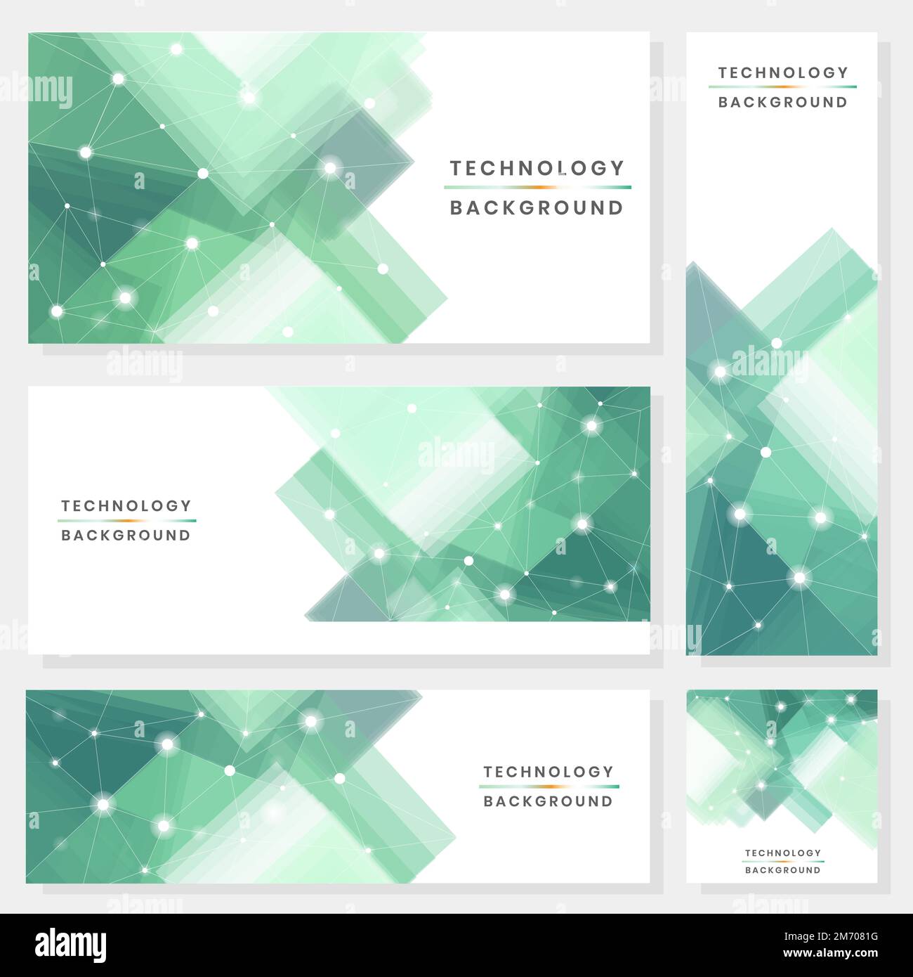 Green and white futuristic technology background vector collection ...