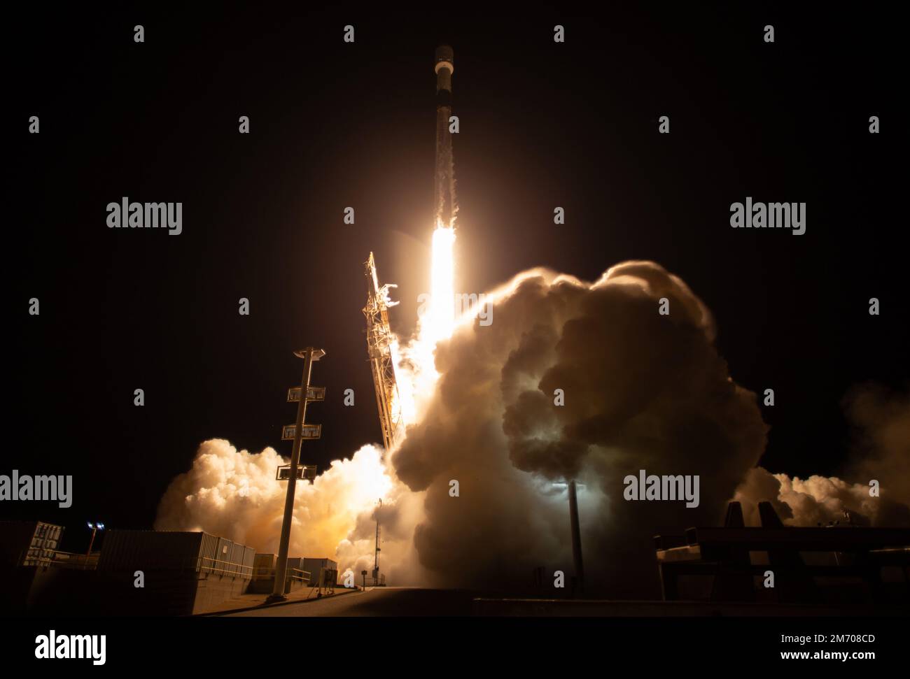 VANDENBURG SPACE FORCE BASE, CALIFORNIA, USA - 18 December 2022 - A SpaceX Falcon 9 rocket ...